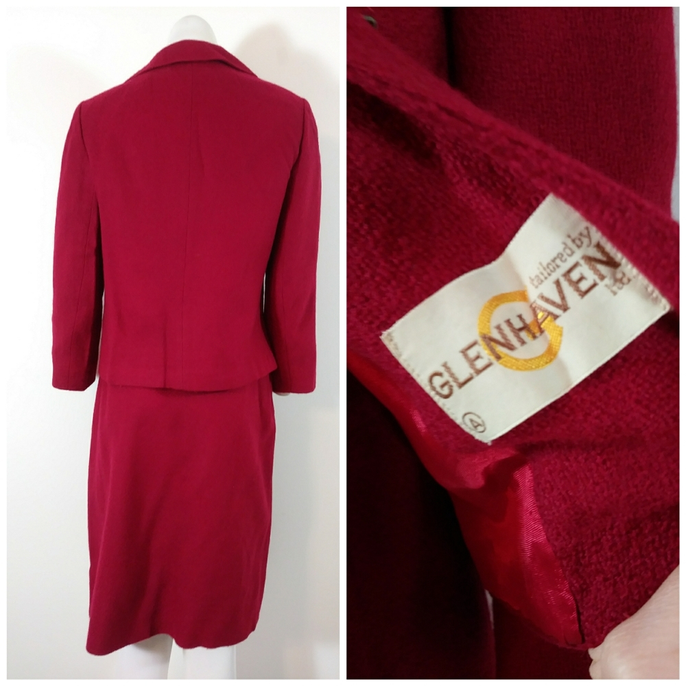 Vintage 50s 60s Pinup Cherry Red Wool Jackie O Ladies… - Gem